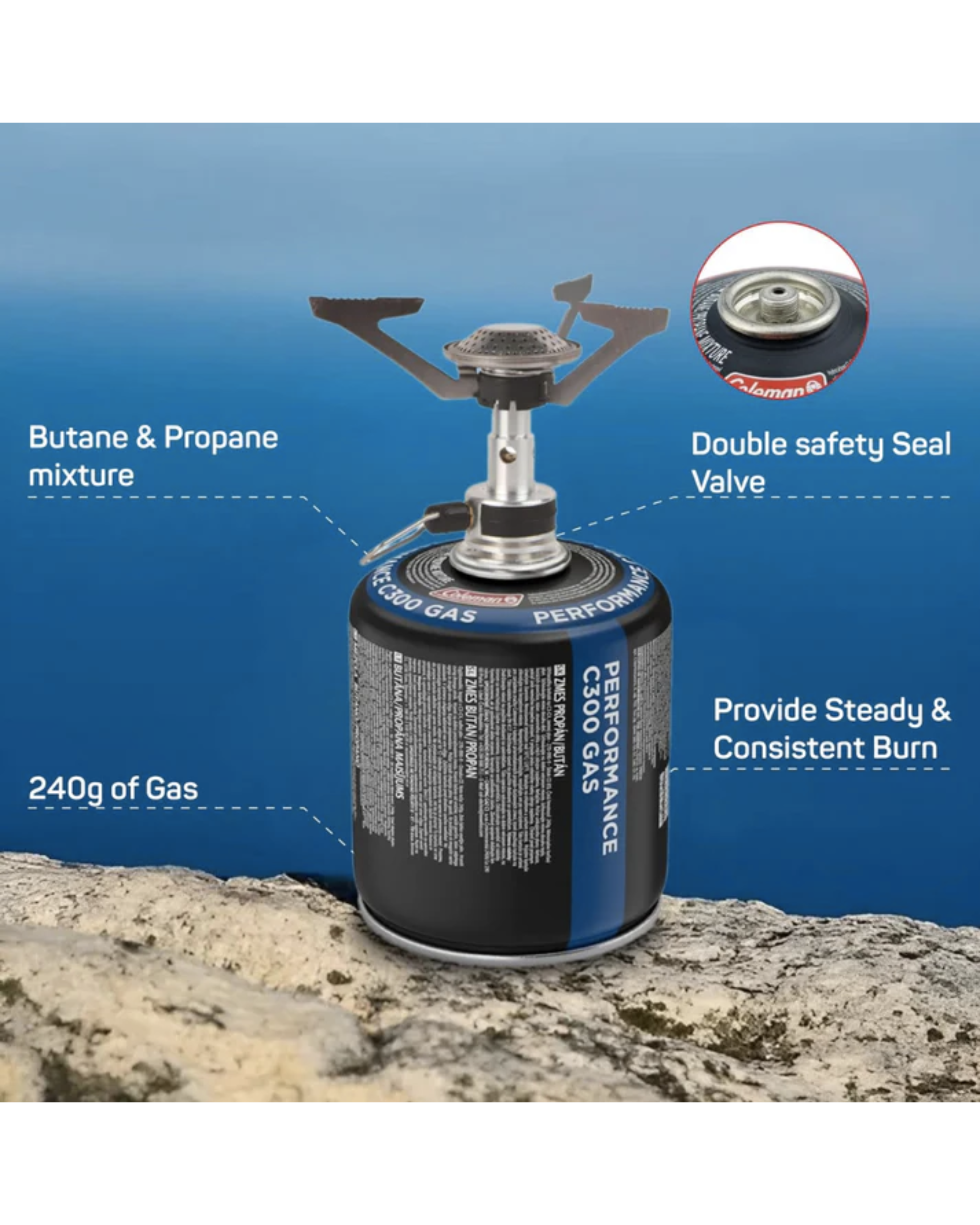 Coleman Performance C300 Gas Cartridge – Butane/Propane Mix Fuel Canis