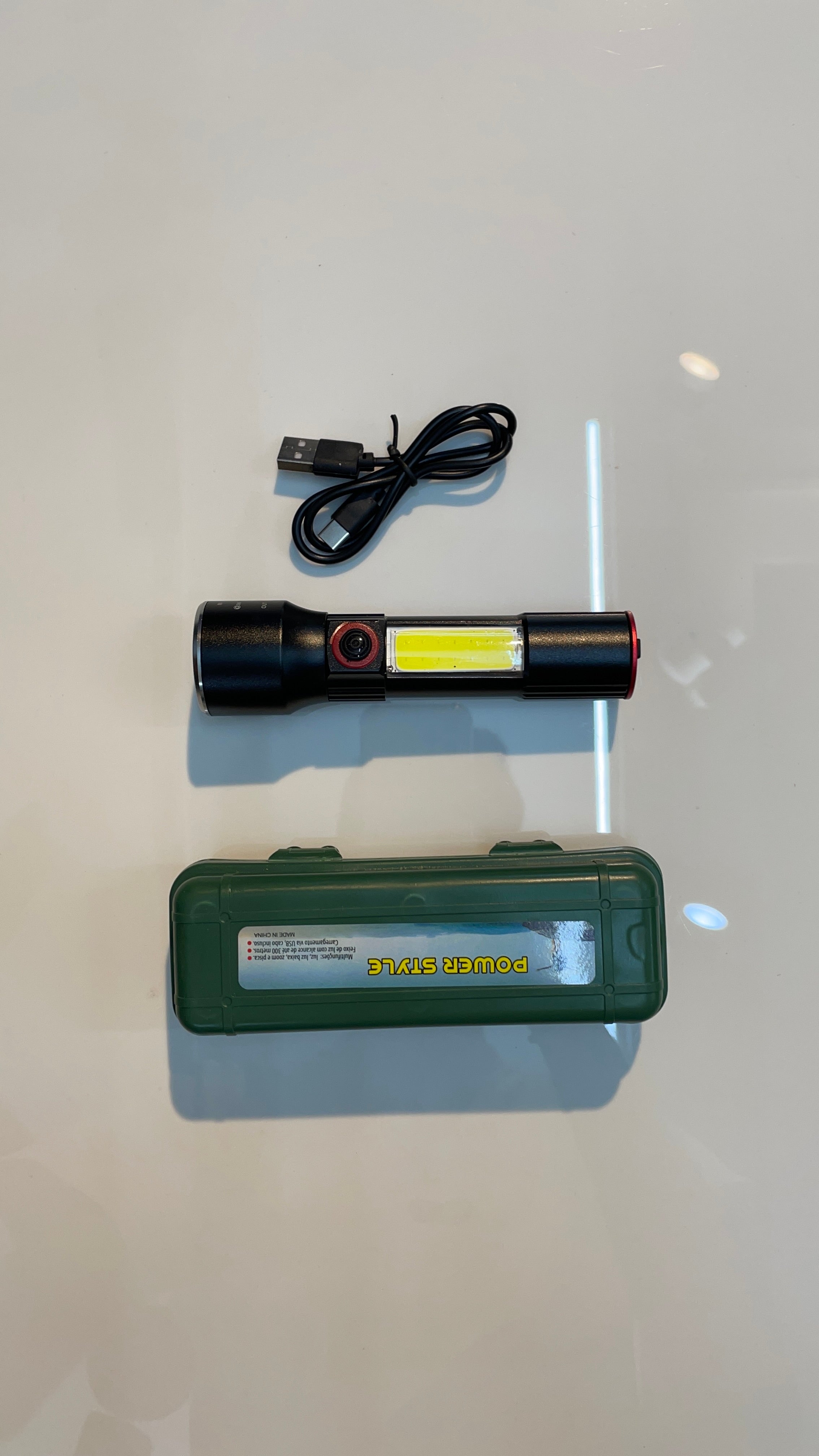 Porta Hand Torch | USB-Chargeable | 4-Modes | Inbuilt Powerbank